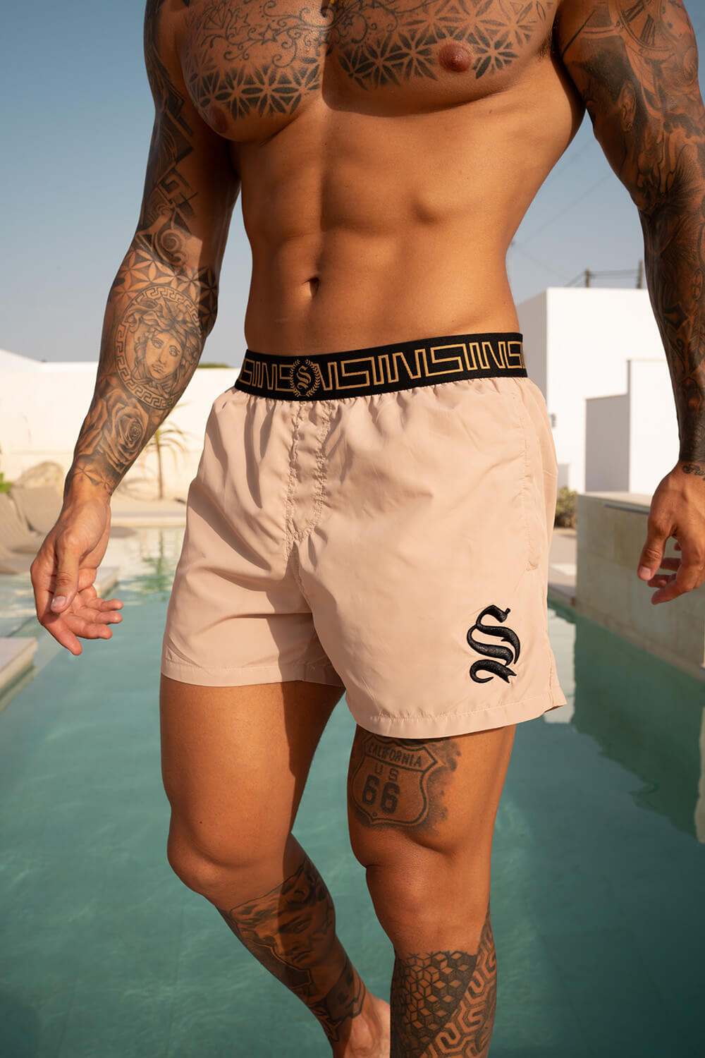 Sinners Attire Sand Icon Swim Shorts
