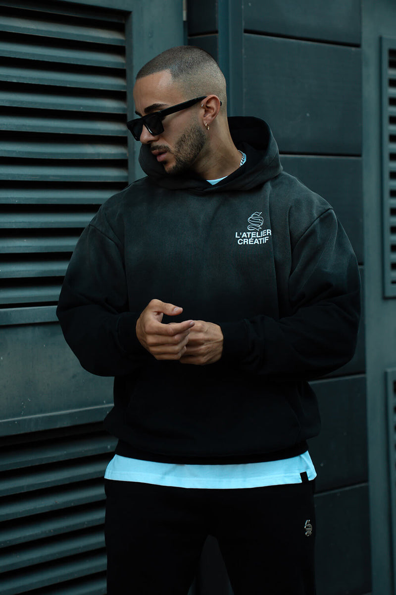 Sinners Attire Black Atelier Acid Fade Hoodie