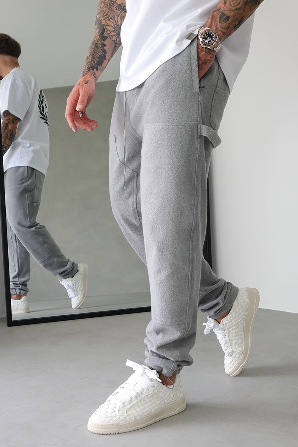 Sinners Attire Grey Brushed Carpenter Joggers
