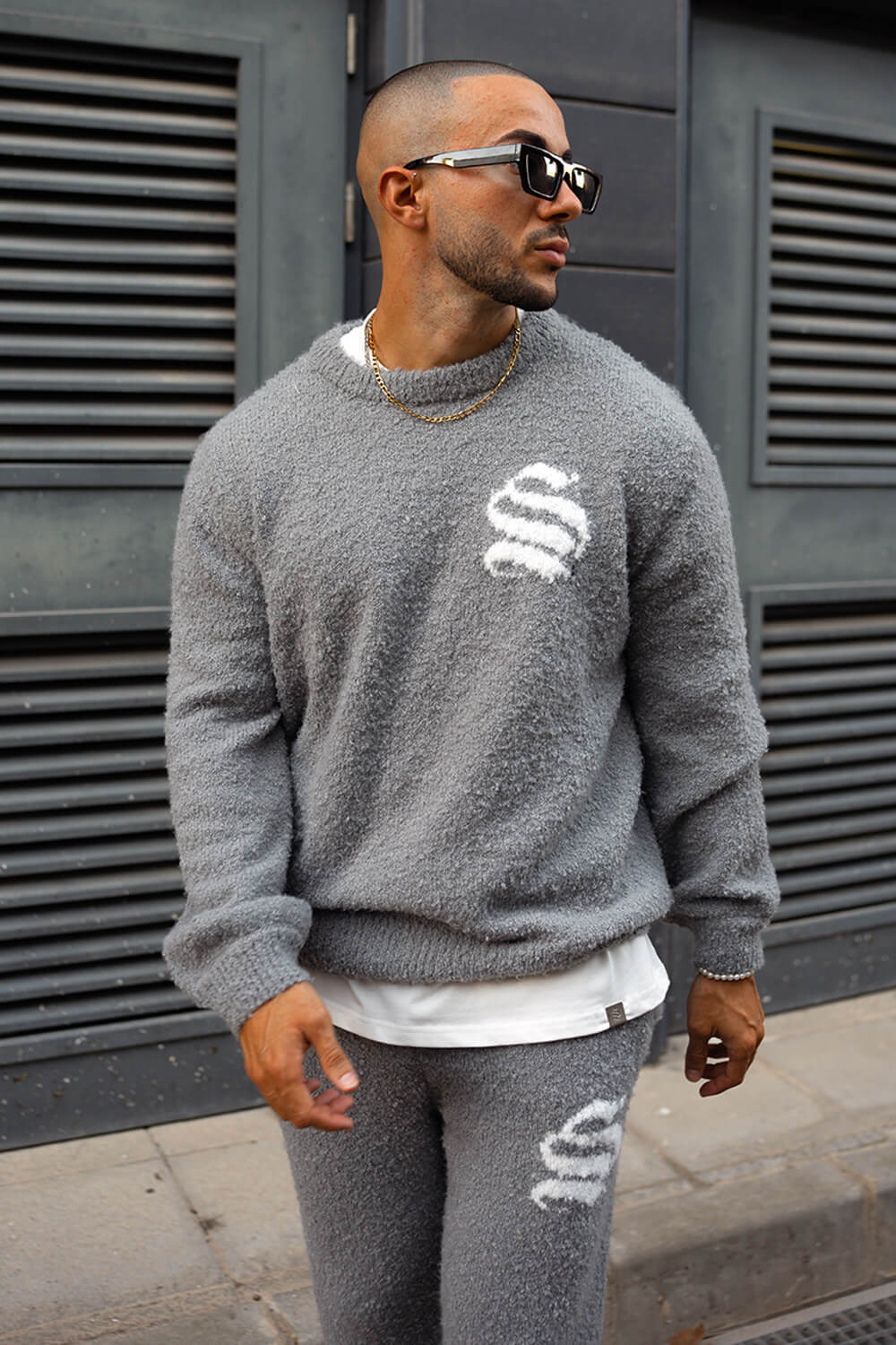 Sinners Attire Grey Emblem Knitted Sweater