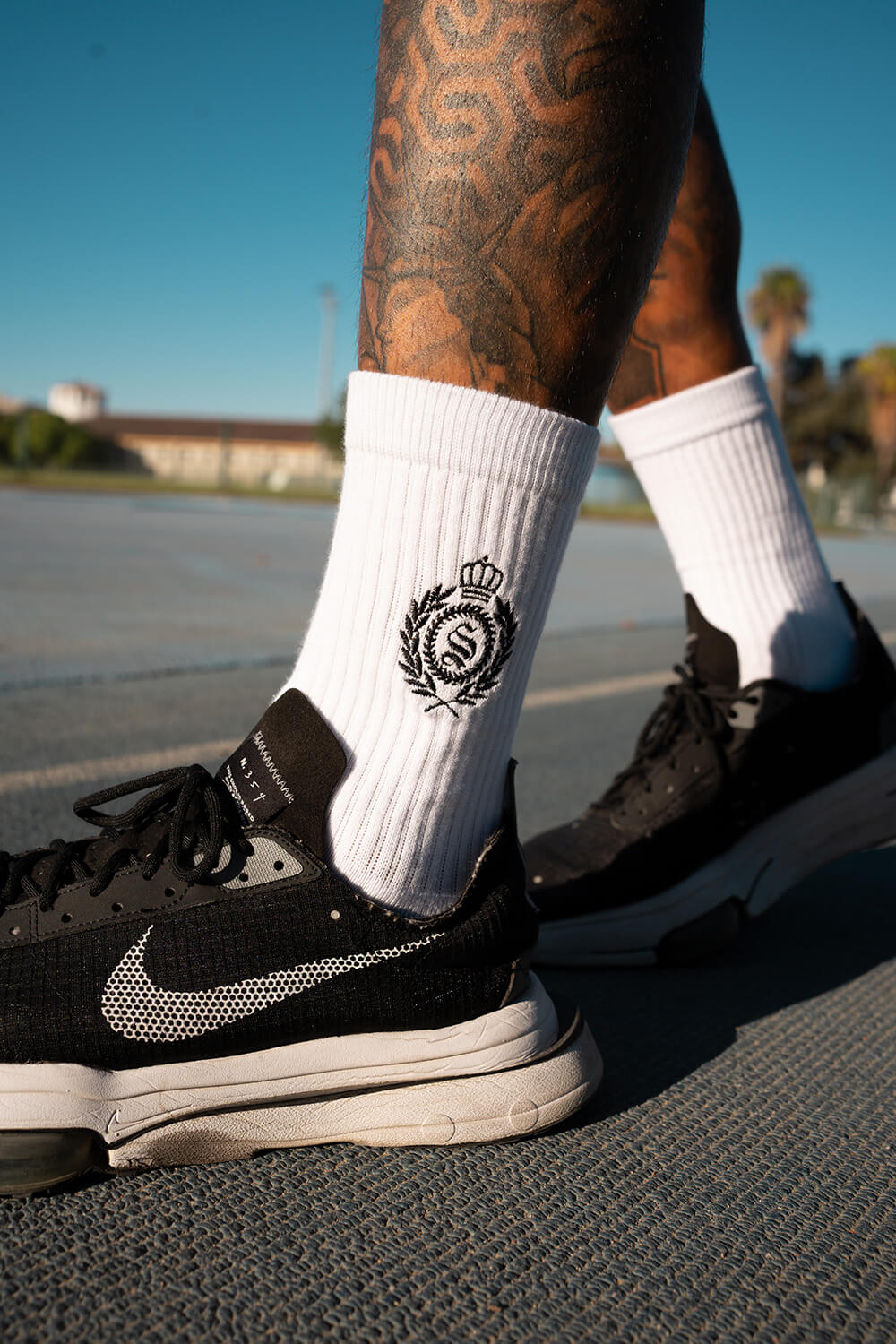 Sinners Attire White Crest Logo Socks (2 Pack)