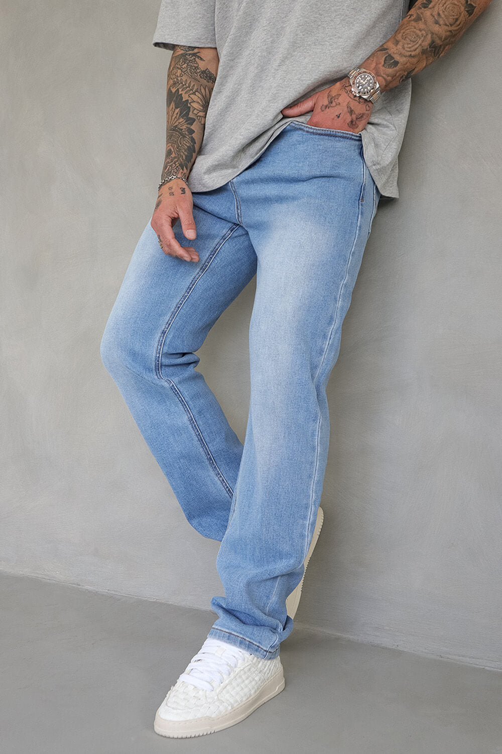 Sinners Attire Light Blue Regular Fit Jeans