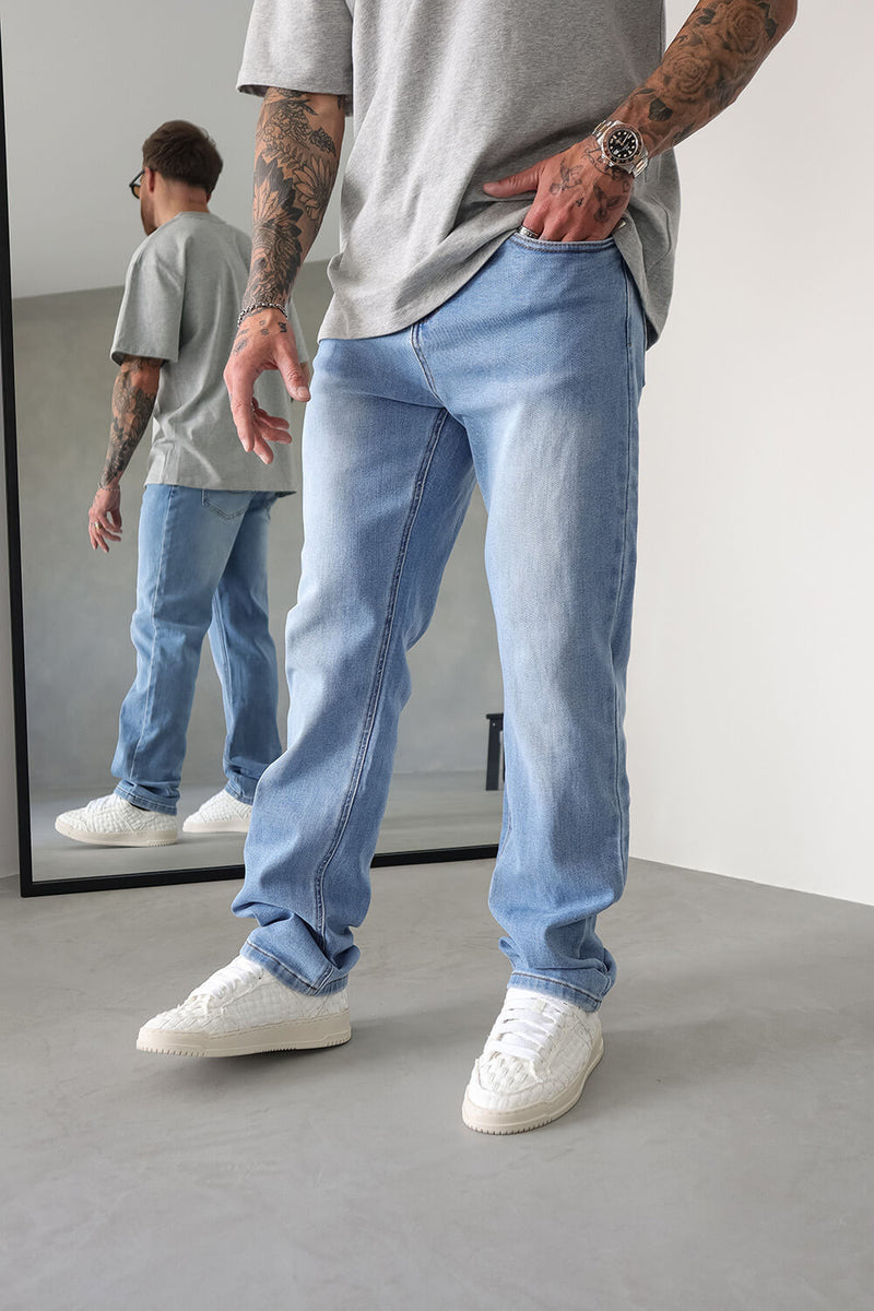 Sinners Attire Light Blue Regular Fit Jeans