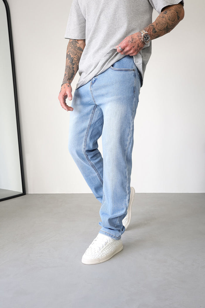 Sinners Attire Light Blue Regular Fit Jeans
